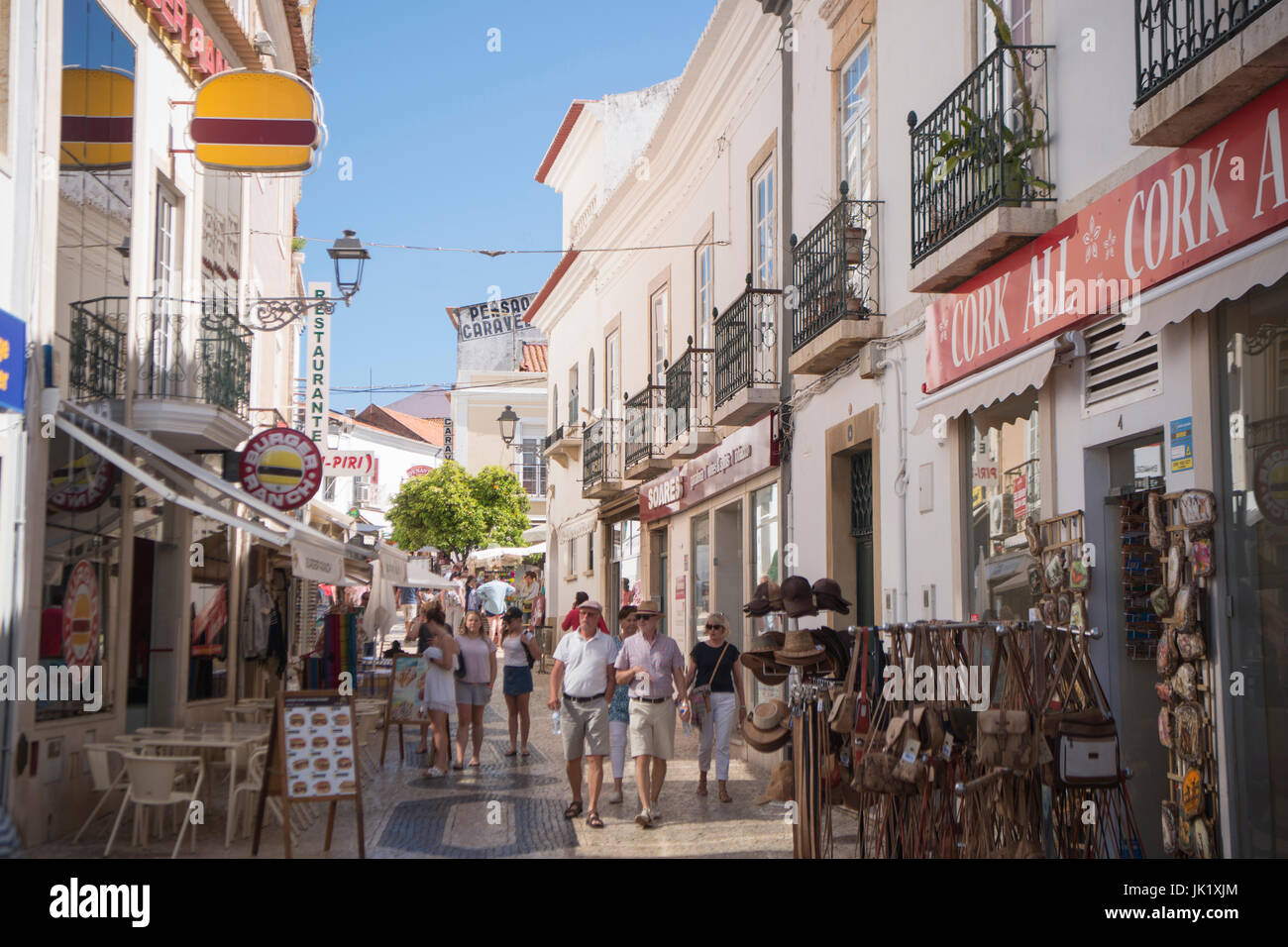 a alley in the old town in the city of Lagos at the Algarve of Portugal ...