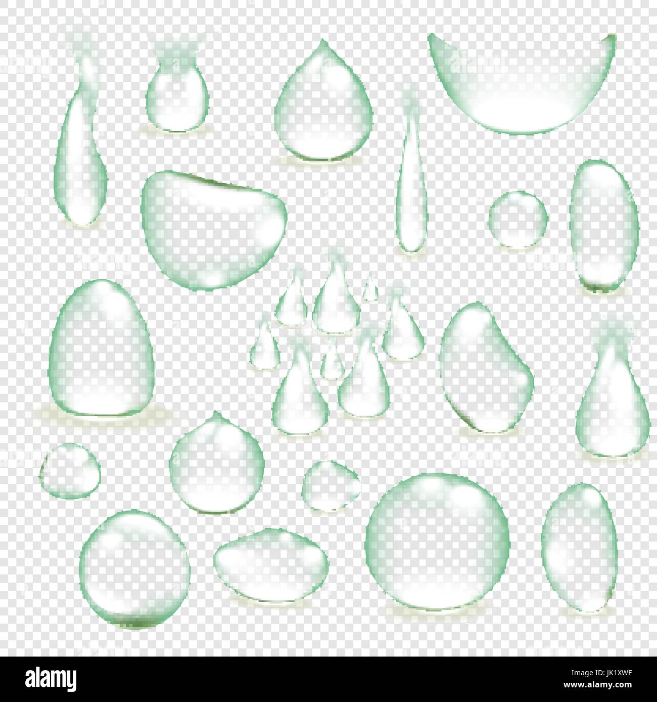 Pure clear water drops realistic set isolated vector illustration art ...