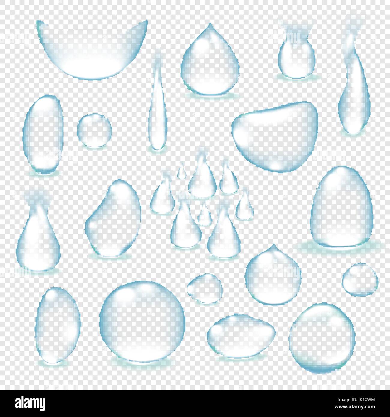 Pure clear water drops realistic set isolated vector illustration art ...