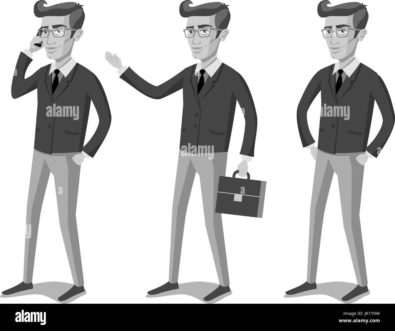 Positive happy handsome bearded man Black and White Stock Photos ...