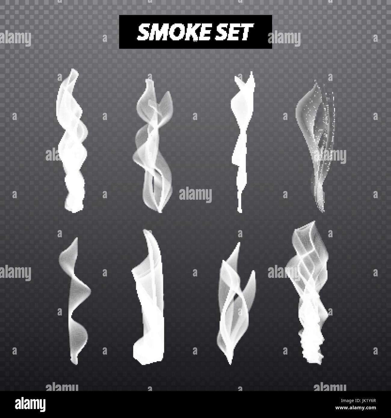 Realistic smoke design . Set of vector smoke on black background art ...