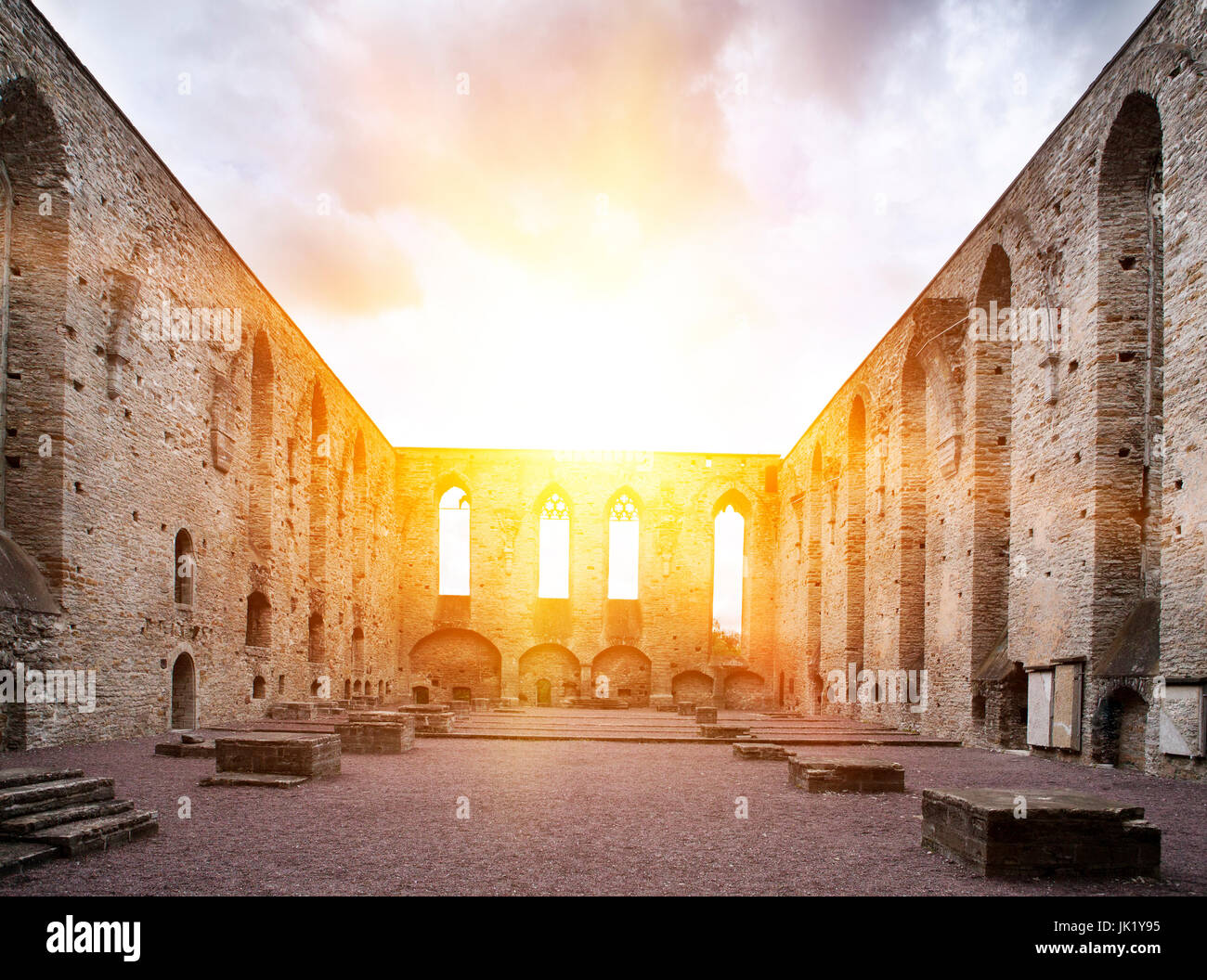 Ancient ruined St. Brigitta convent in Pirita region, Tallinn, Estonia ...