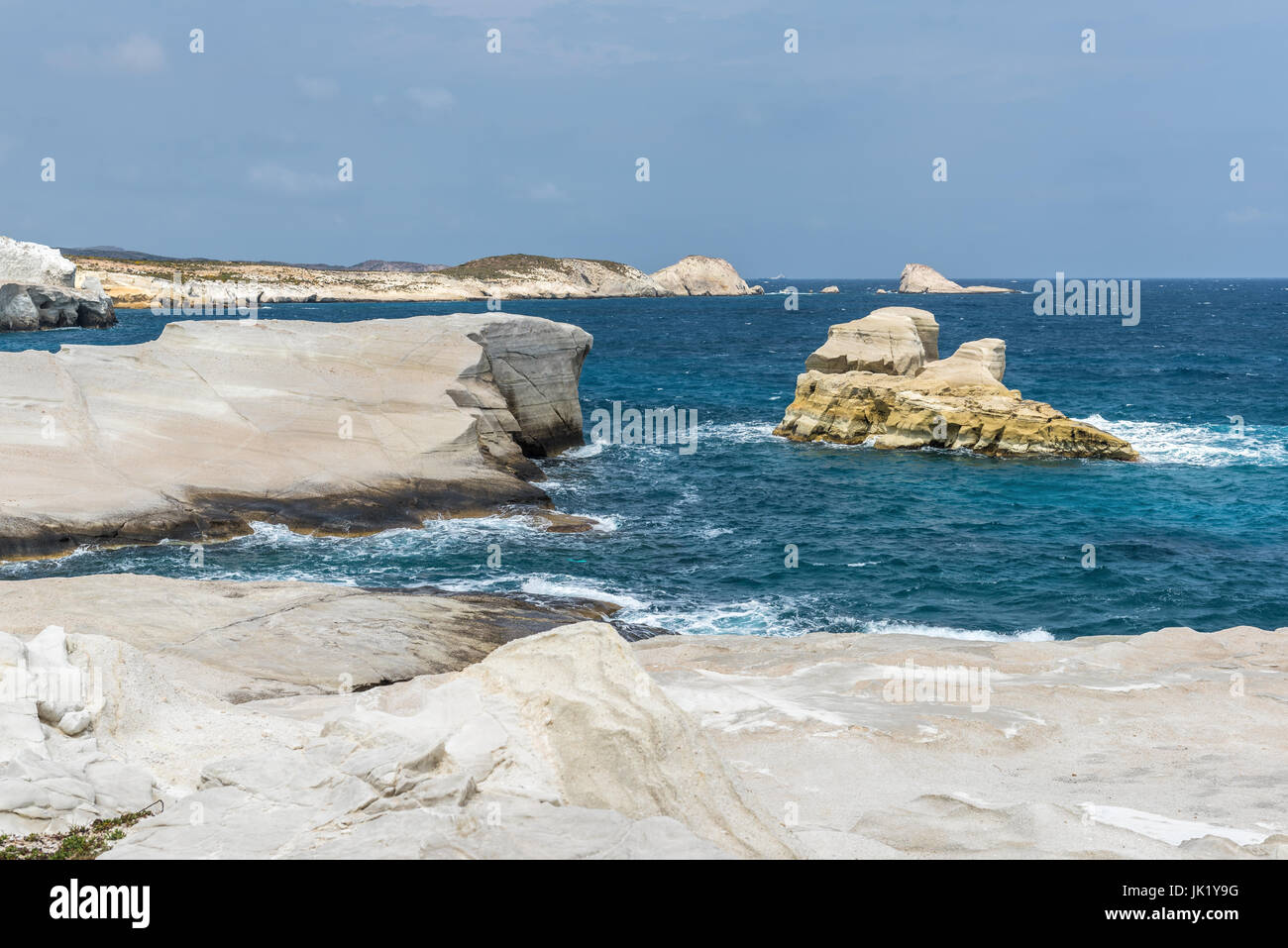 Beautiful volcanic beach with rocks in Sarakiniko on Milos island ...