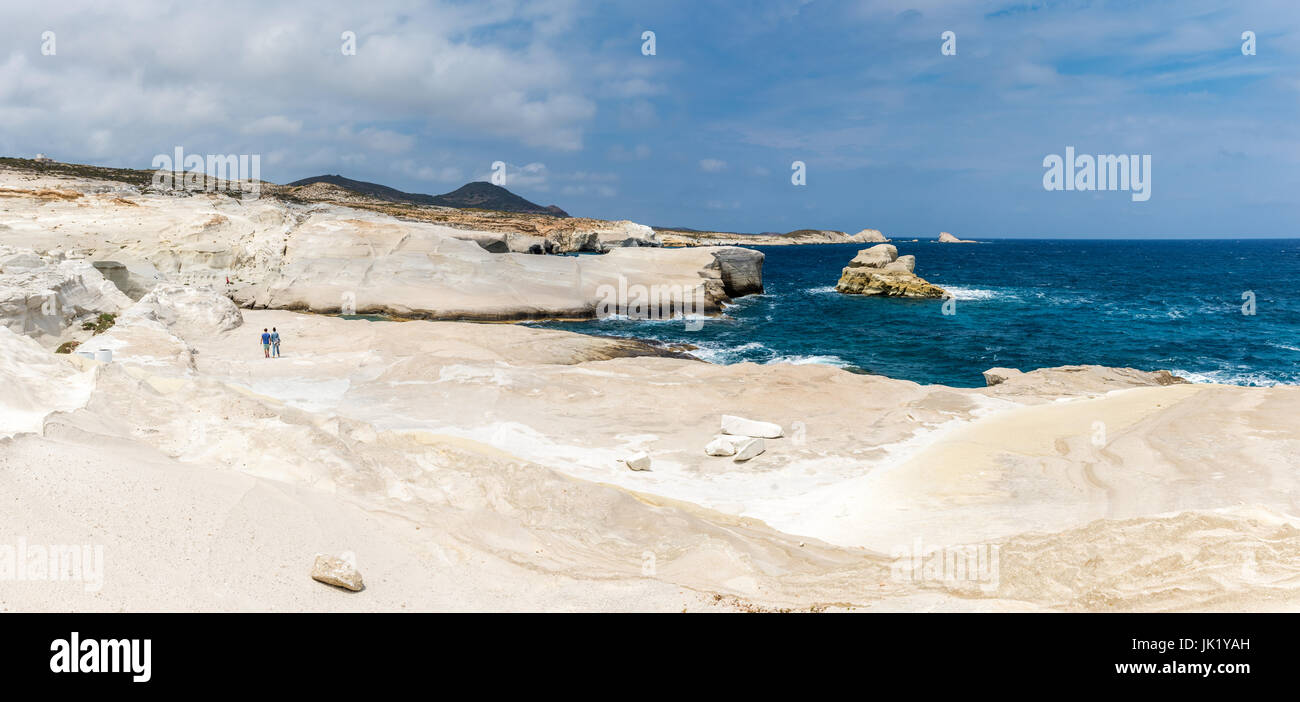 Beautiful volcanic beach with rocks in Sarakiniko on Milos island ...