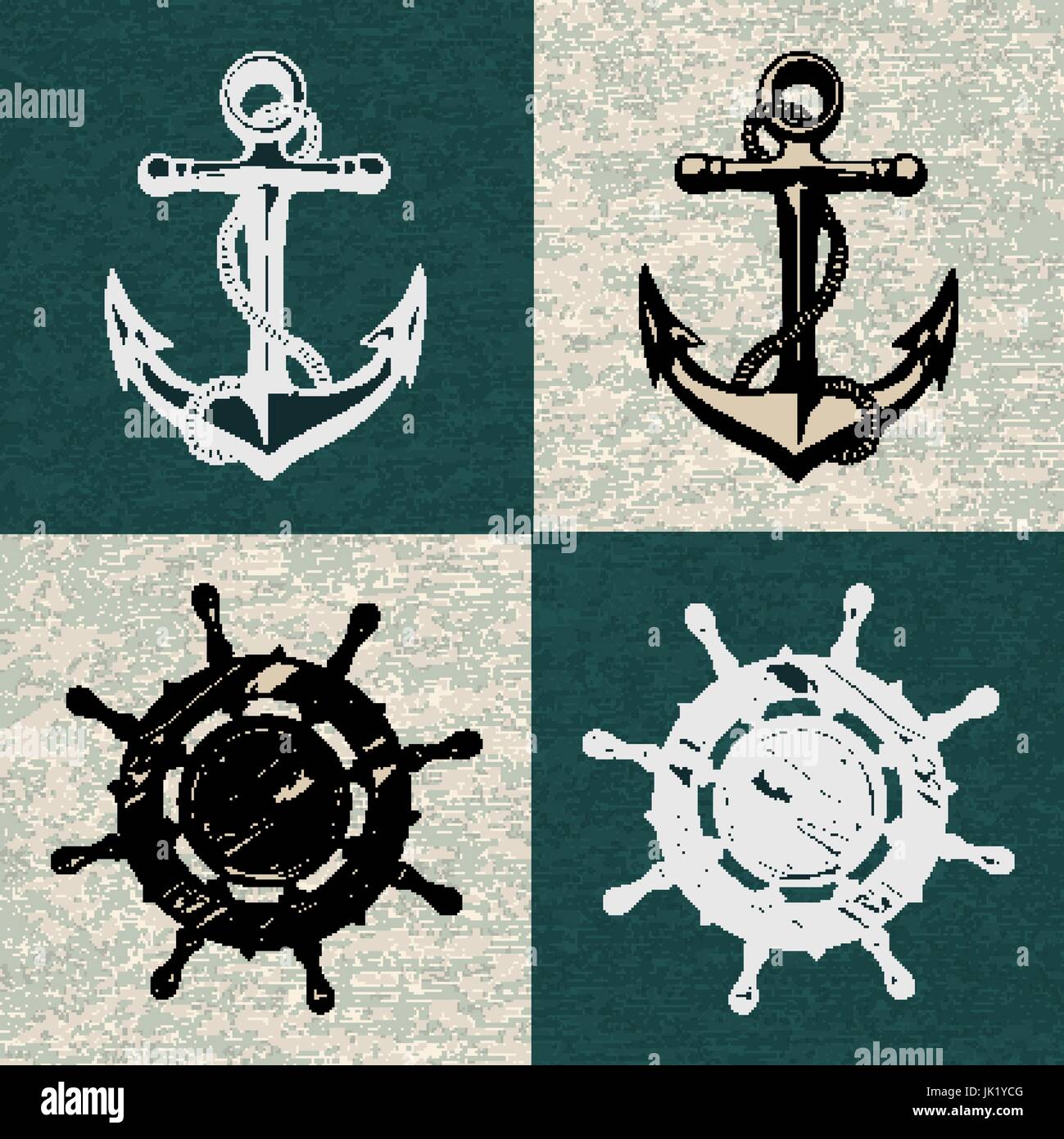 Doodle style ships anchor and wheel illustration in vector format Stock ...