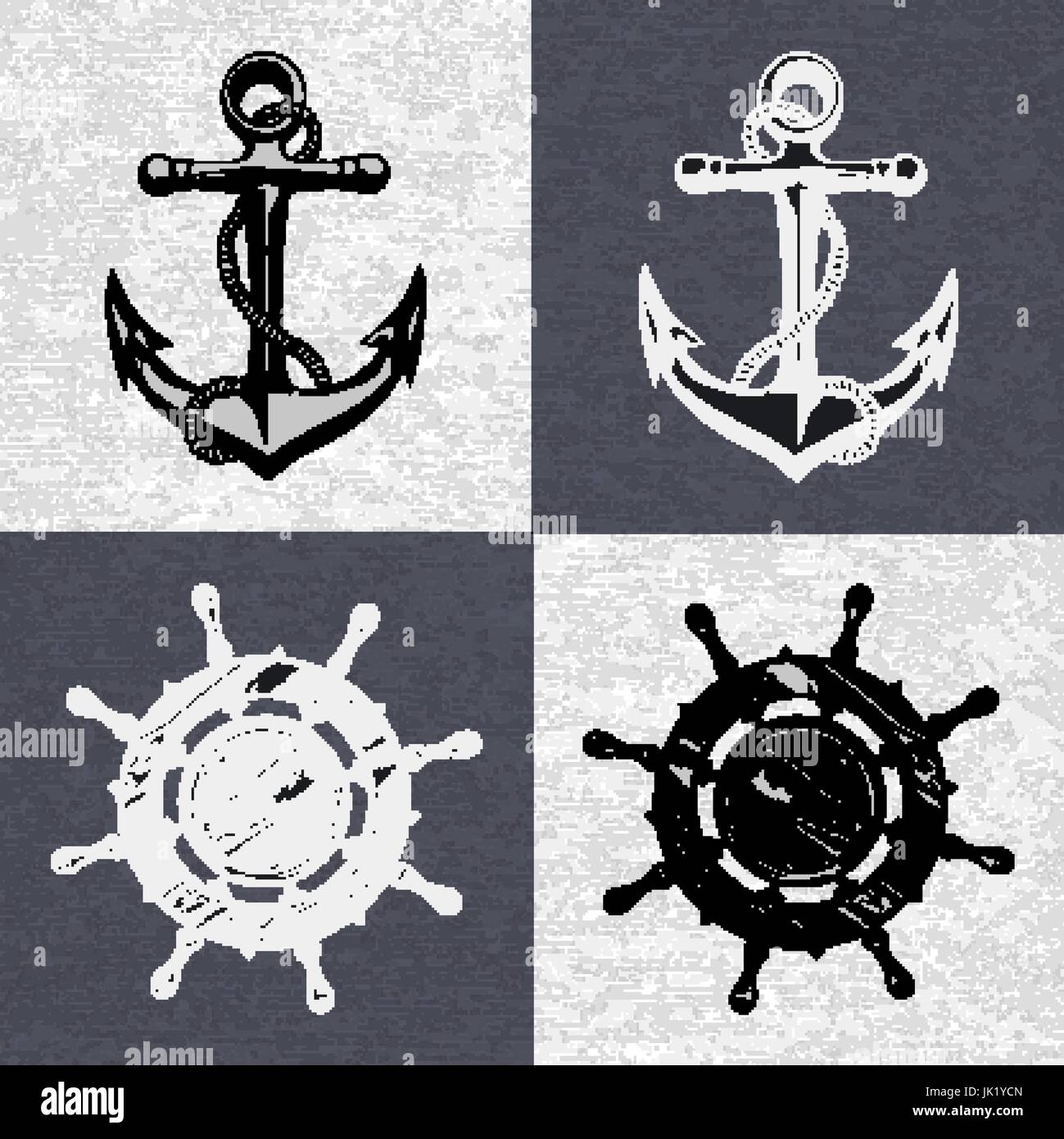 Doodle style ships anchor and wheel illustration in vector format Stock ...