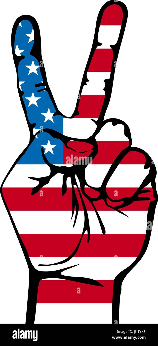 Hand gesture victory flag usa Stock Vector Images - Alamy