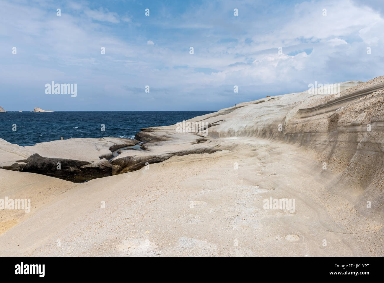 Beautiful volcanic beach with rocks in Sarakiniko on Milos island ...