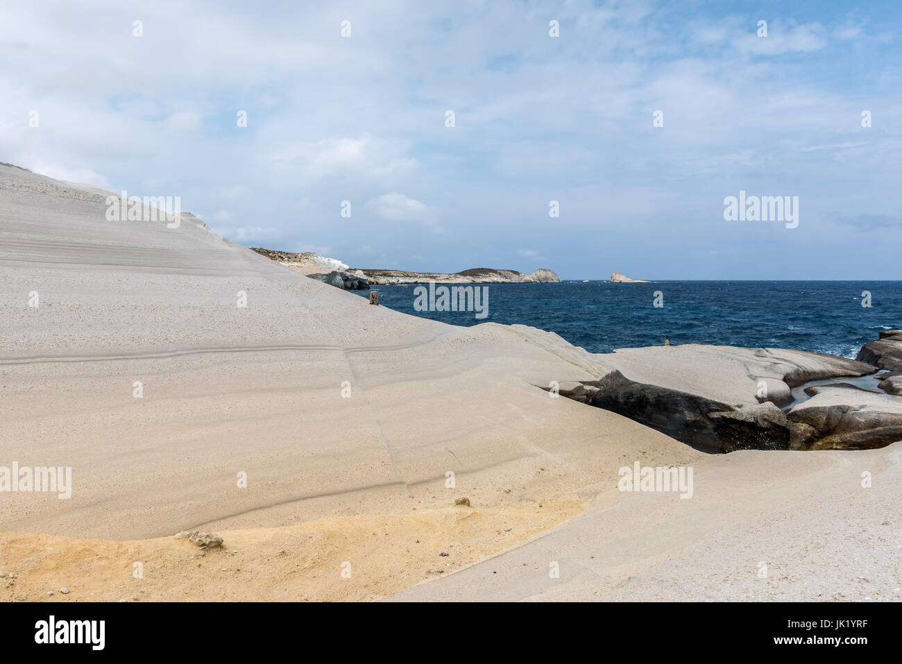 Beautiful volcanic beach with rocks in Sarakiniko on Milos island ...