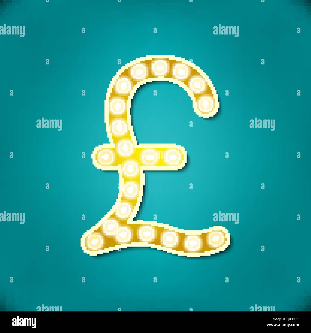 Vector illustration of realistic retro signboard letter P. Part of ...