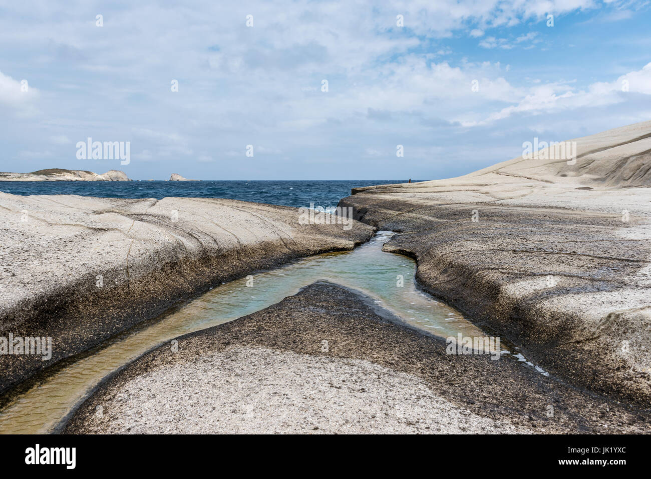 Beautiful volcanic beach with rocks in Sarakiniko on Milos island ...