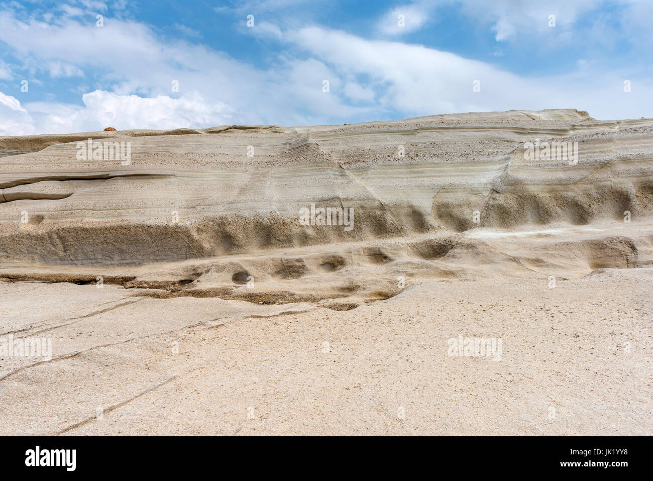 Beautiful volcanic beach with rocks in Sarakiniko on Milos island ...
