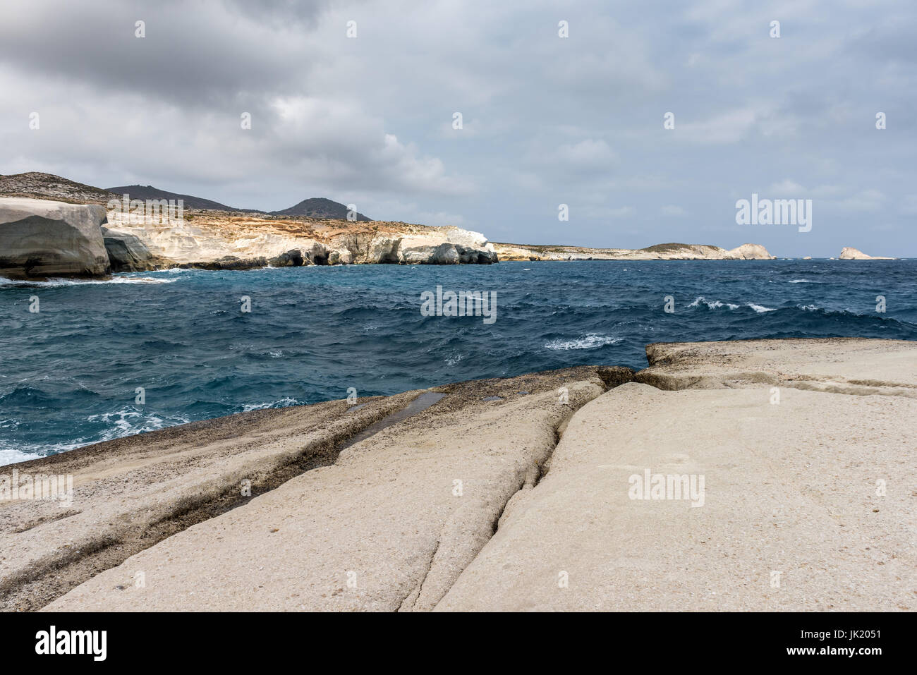 Beautiful volcanic beach with rocks in Sarakiniko on Milos island ...