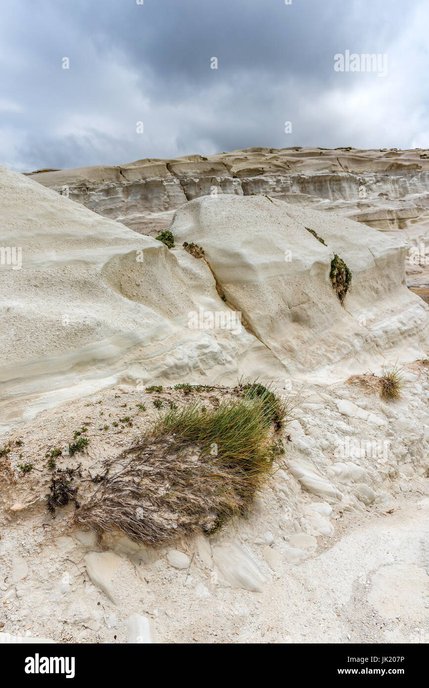 Beautiful volcanic beach with rocks in Sarakiniko on Milos island ...