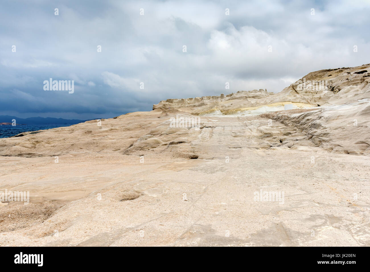 Beautiful volcanic beach with rocks in Sarakiniko on Milos island ...
