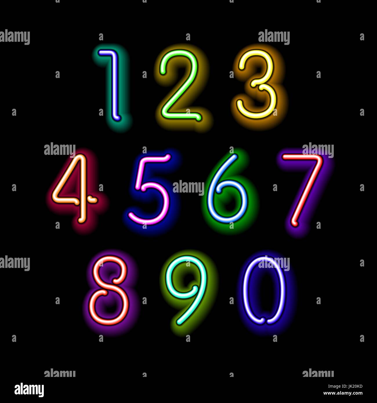 Numerical figures in sparkling neon colors art Stock Vector Image & Art ...