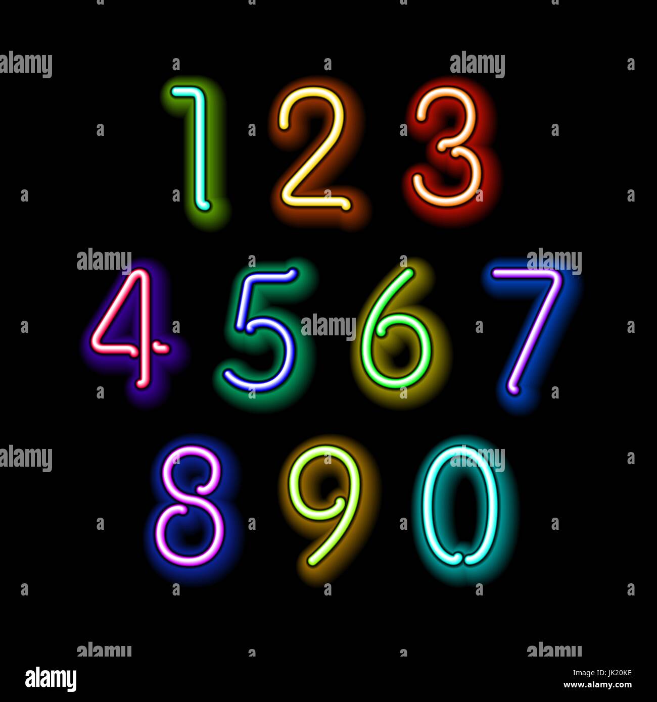 Numerical figures in sparkling neon colors art Stock Vector Image & Art ...