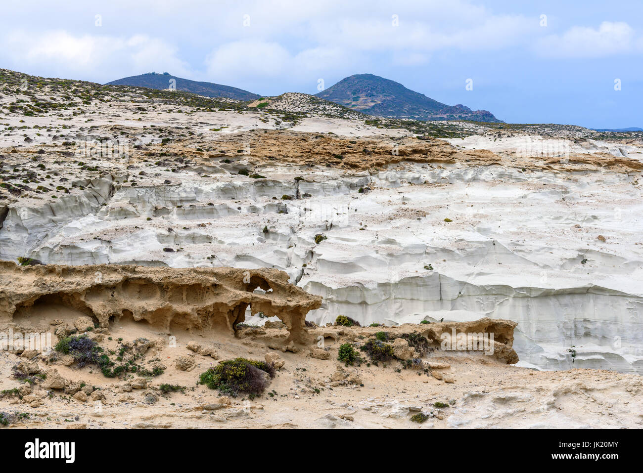 Beautiful volcanic beach with rocks in Sarakiniko on Milos island ...