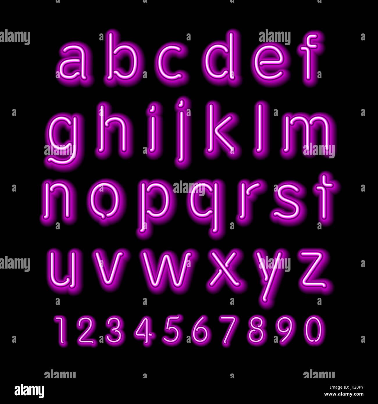 Neon glow alphabet. Vector design party retro 3d art neon font Stock ...