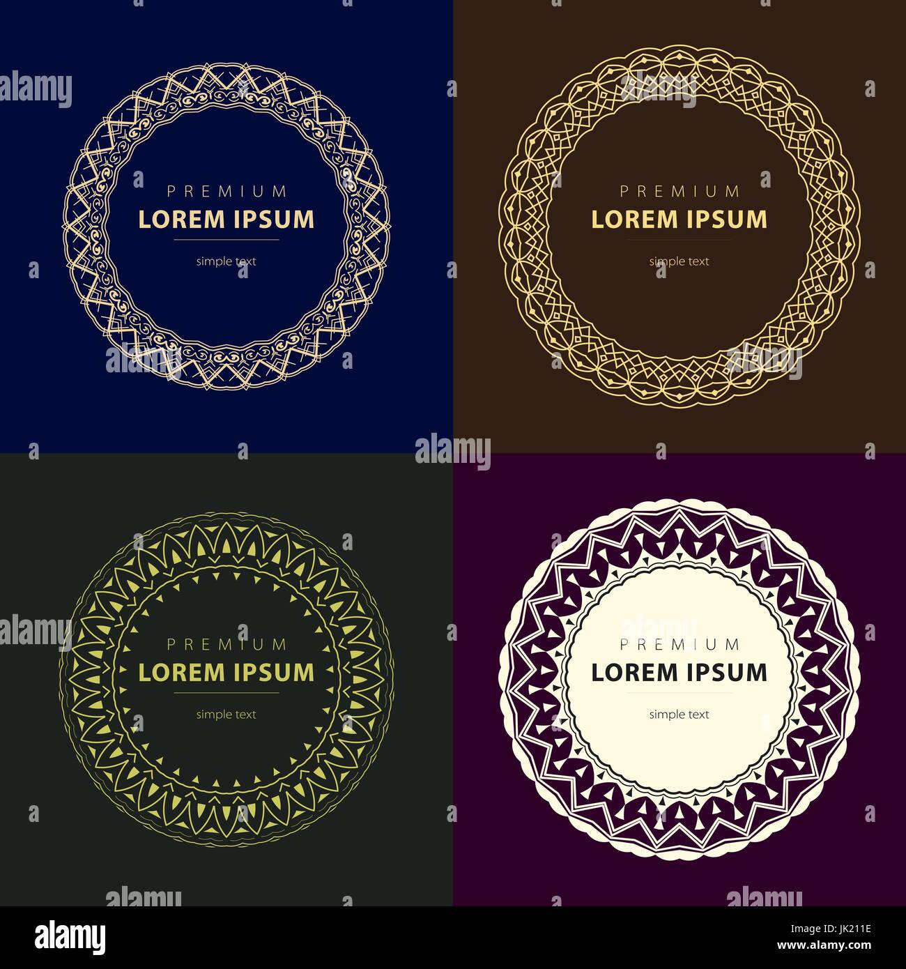 Vector set of abstract frames and logo templates in line style ...