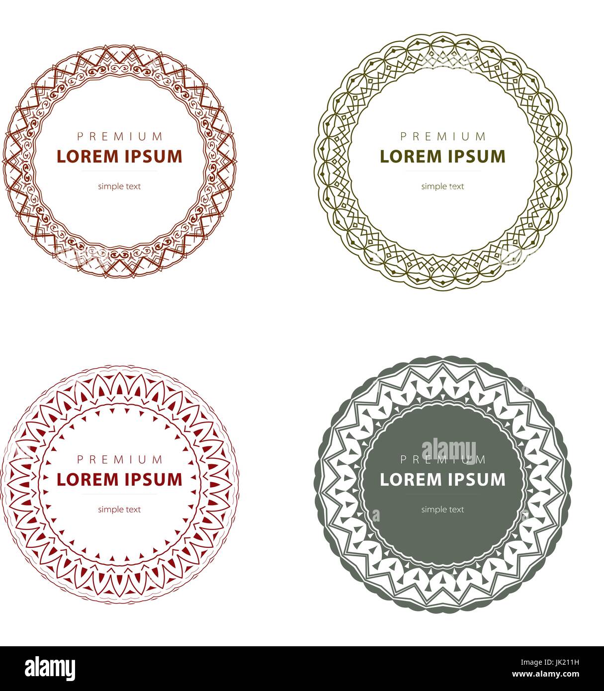 Vector set of abstract frames and logo templates in line style ...