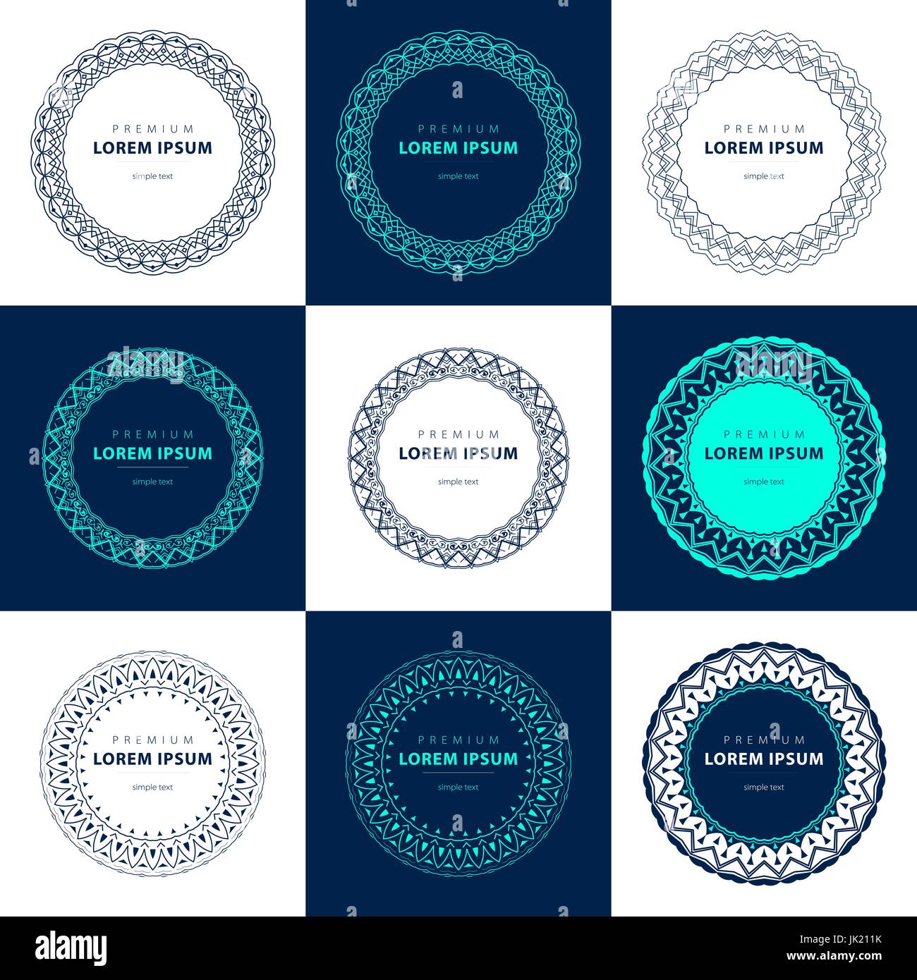 Vector set of abstract frames and logo templates in line style ...