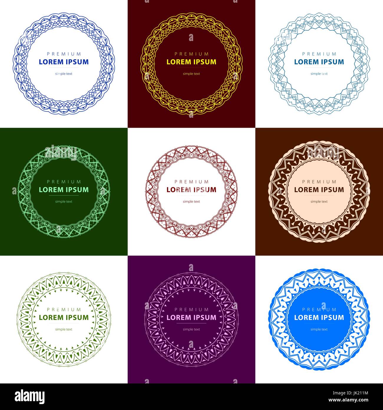 Vector set of abstract frames and logo templates in line style ...