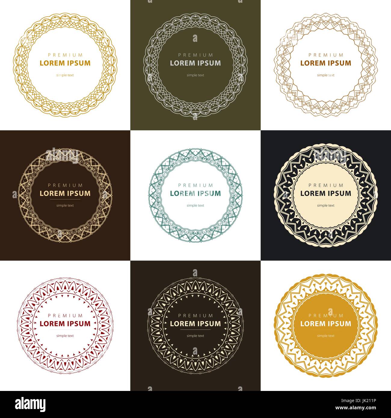 Vector set of abstract frames and logo templates in line style ...