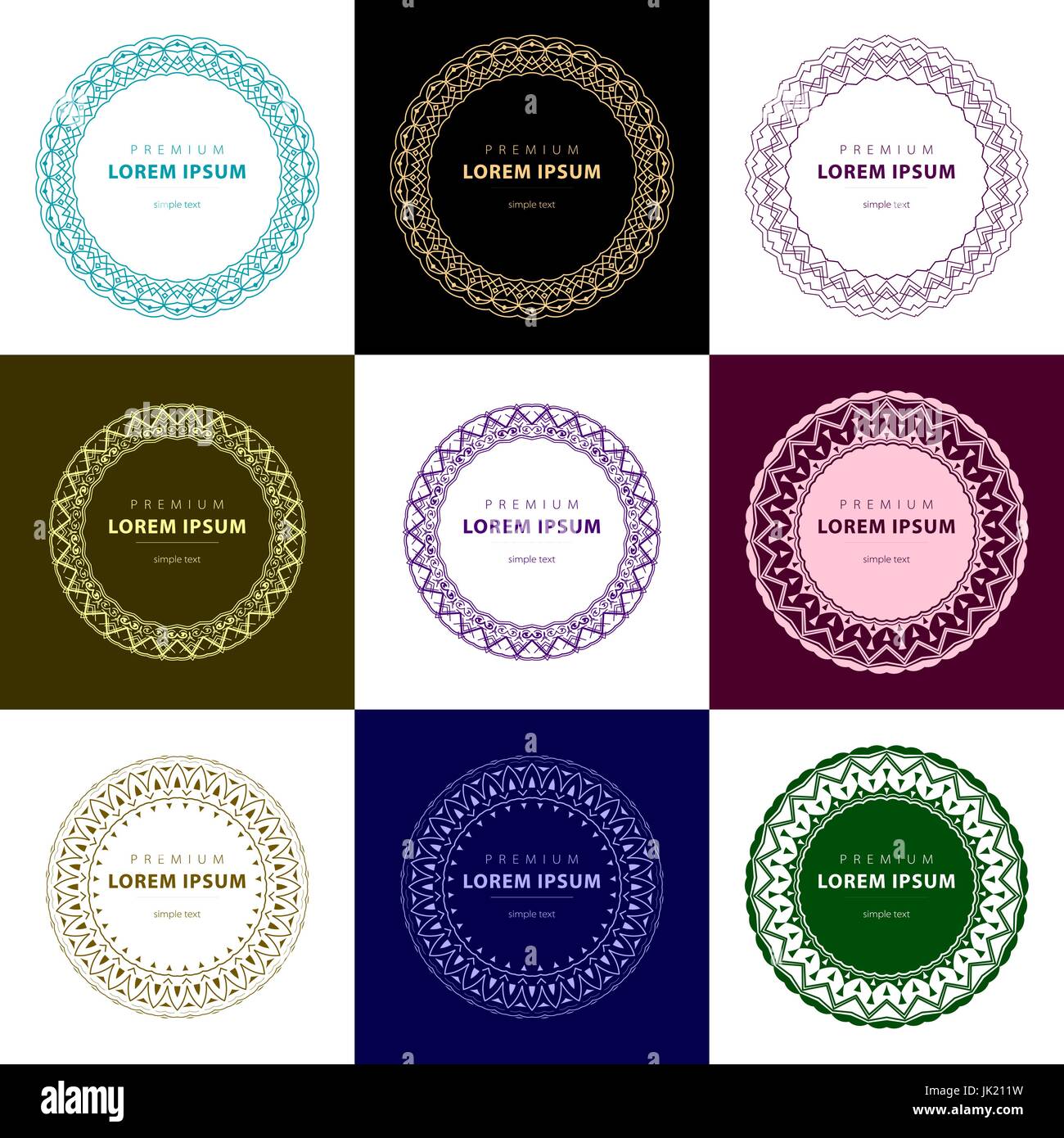 Vector set of abstract frames and logo templates in line style ...