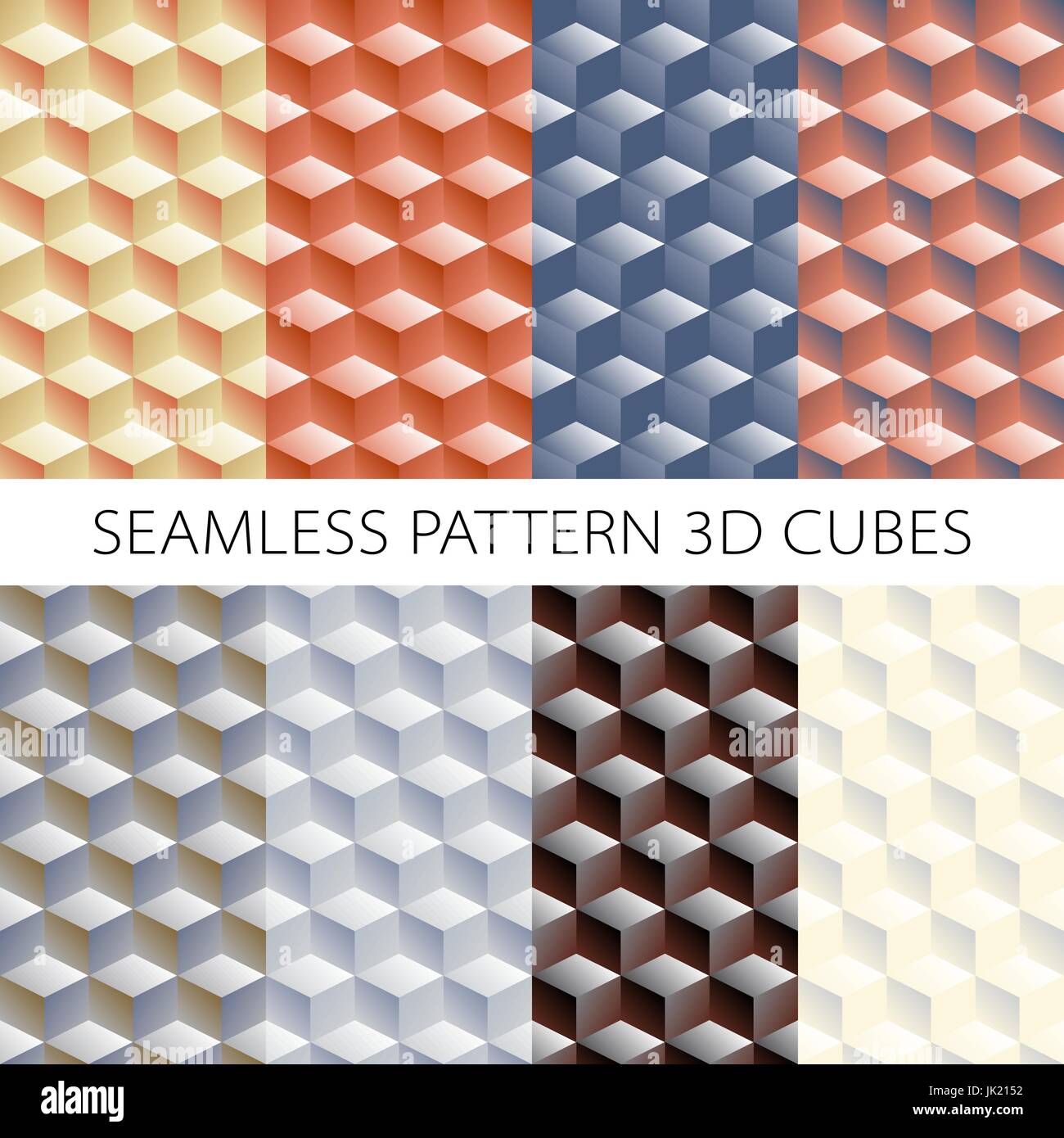 Isometric game brick cubes set. Vector wood cubes design elements for games. Seamless pattern ...