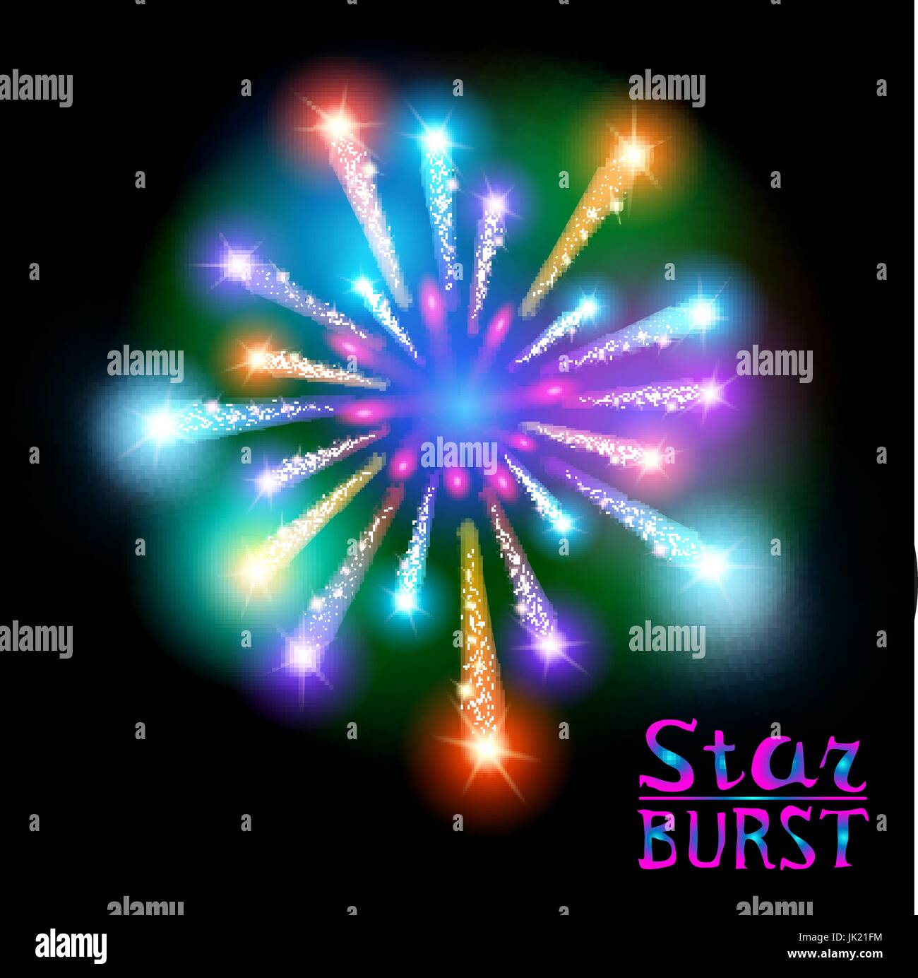 Festive patterned firework bursting in various shapes sparkling ...
