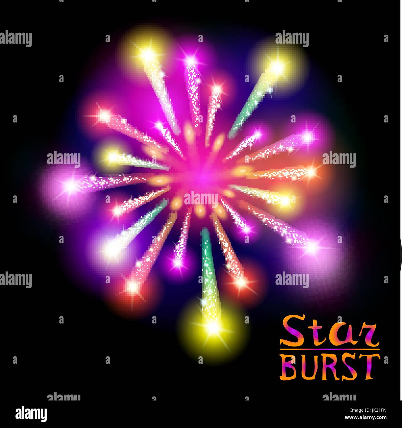 Festive patterned firework bursting in various shapes sparkling ...
