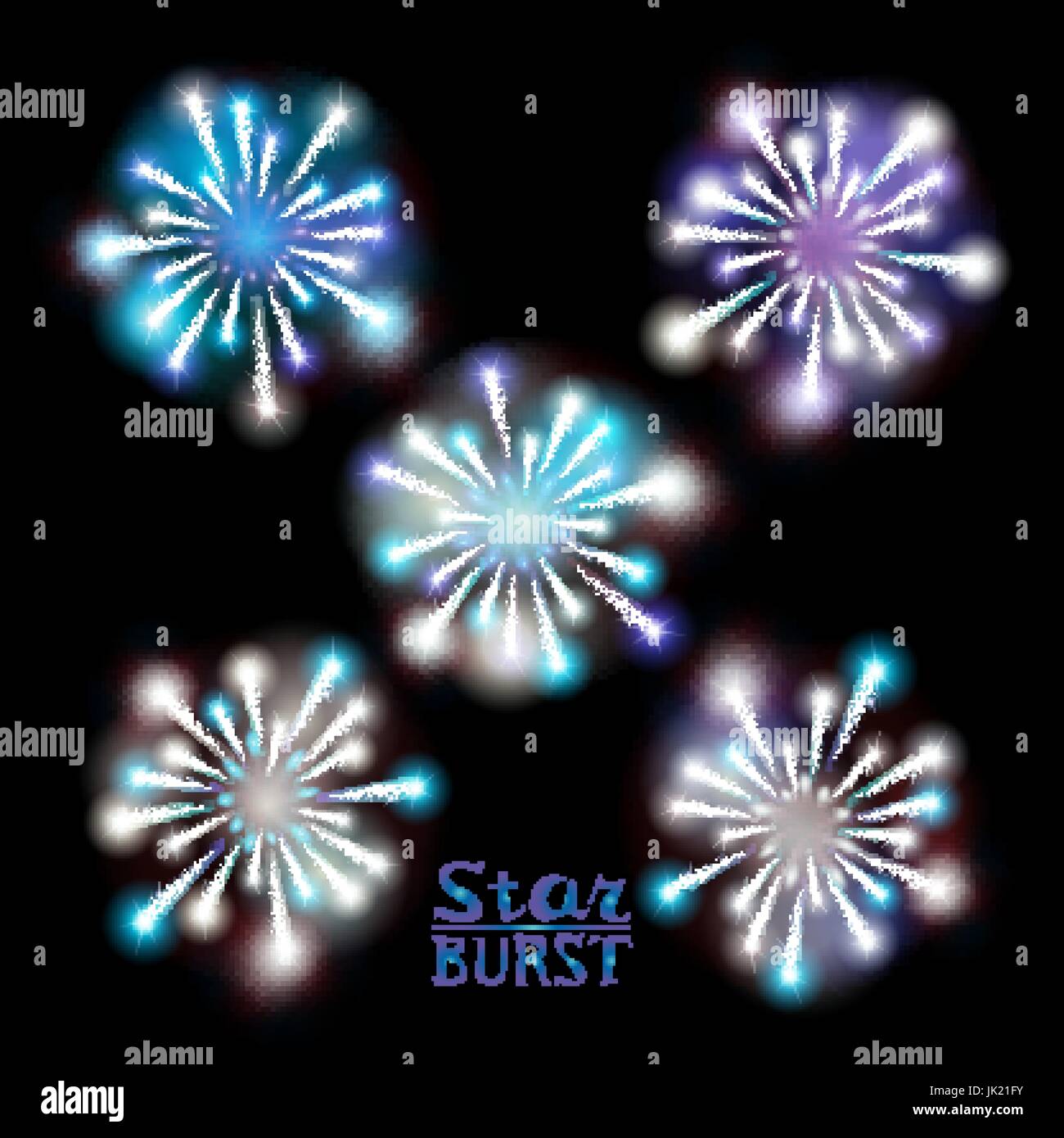 Festive patterned firework bursting in various shapes sparkling ...
