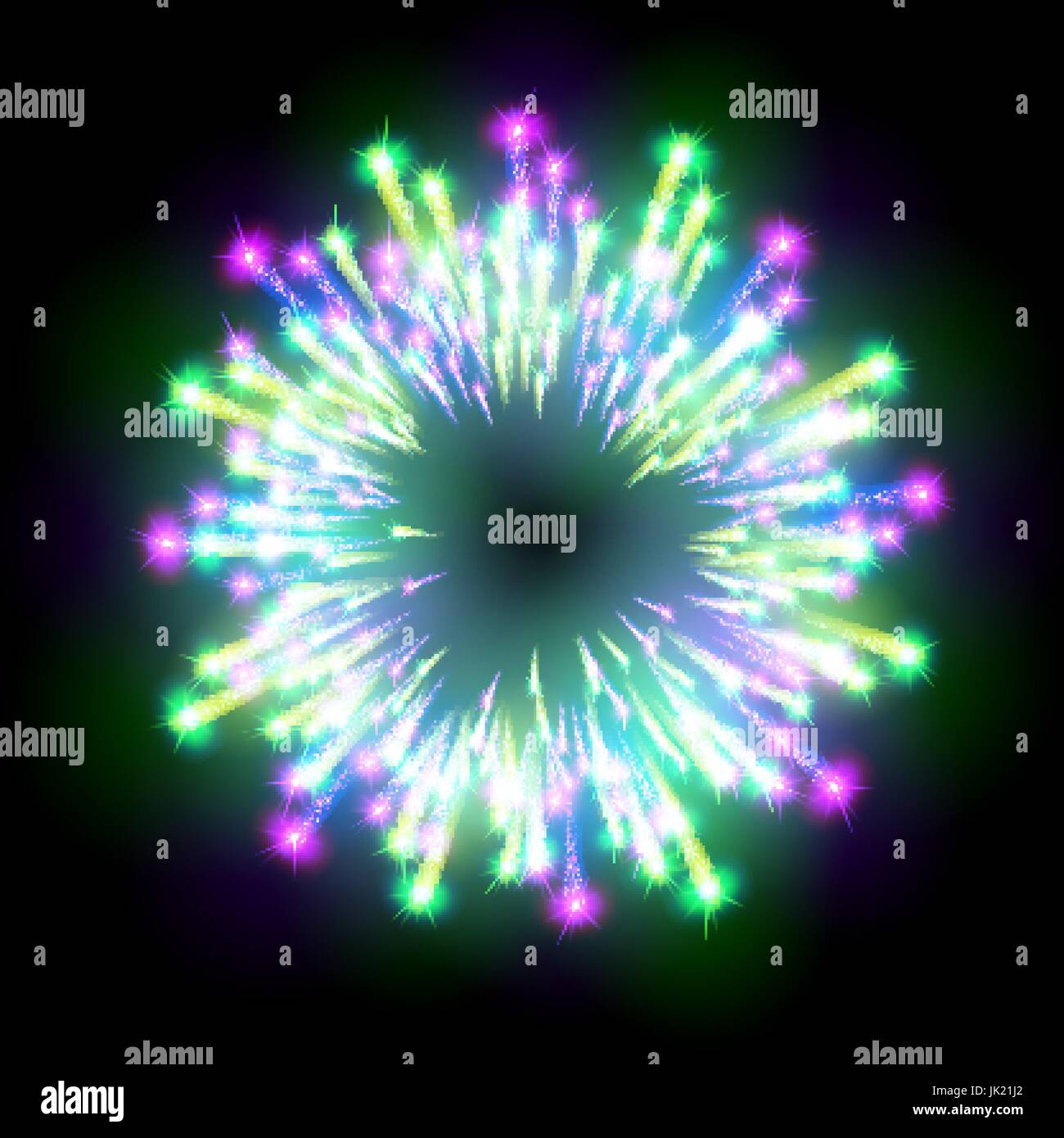 Festive patterned firework bursting in various shapes sparkling ...