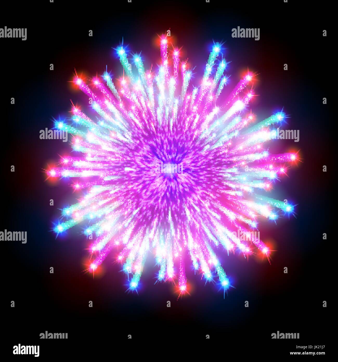 Festive patterned firework bursting in various shapes sparkling ...