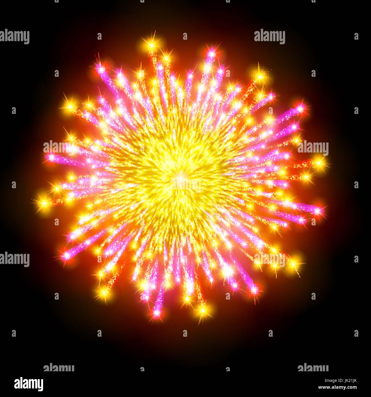 Festive patterned firework bursting in various shapes sparkling ...
