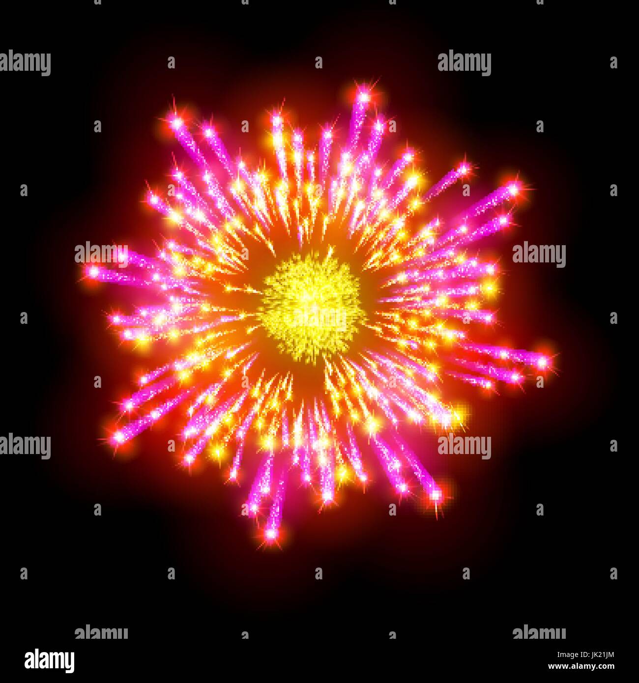 Festive patterned firework bursting in various shapes sparkling ...