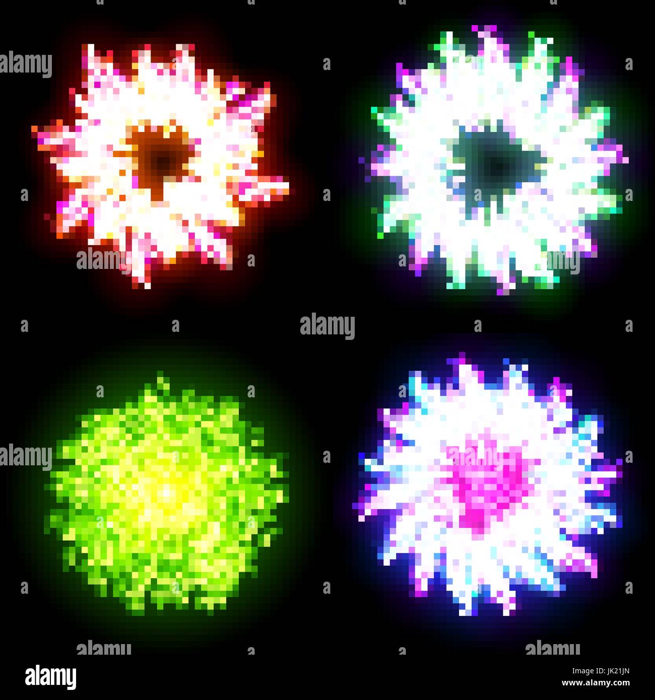 Festive patterned firework bursting in various shapes sparkling ...