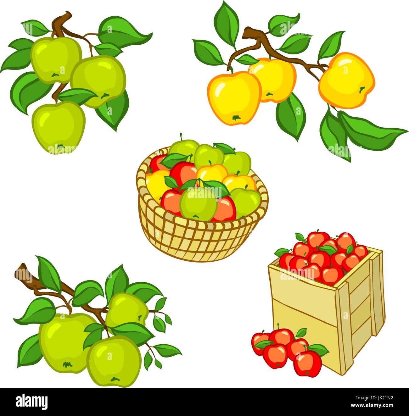 Vintage colorful apple harvest set. Fully editable EPS10 vector. art ...