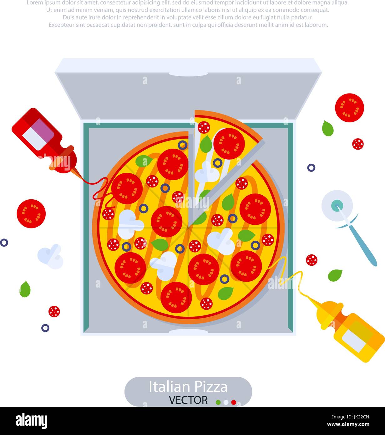 pizza flat style vector illustration art food fast Stock Vector Image ...