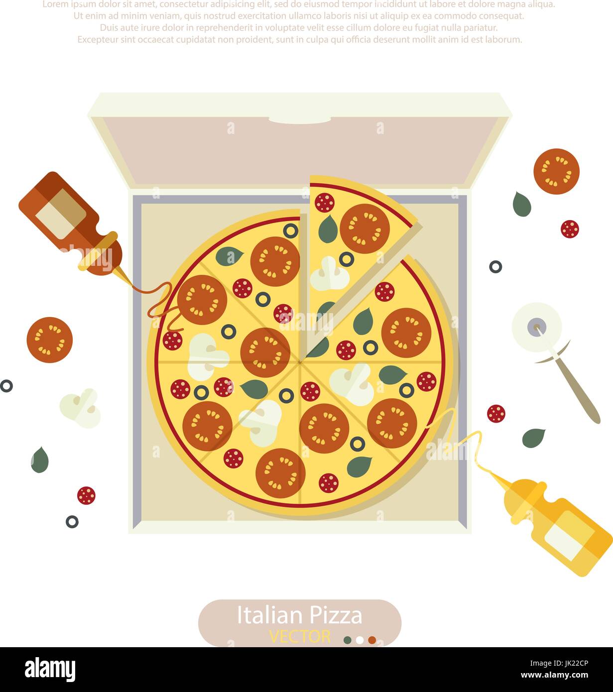 pizza flat style vector illustration art food fast Stock Vector Image ...
