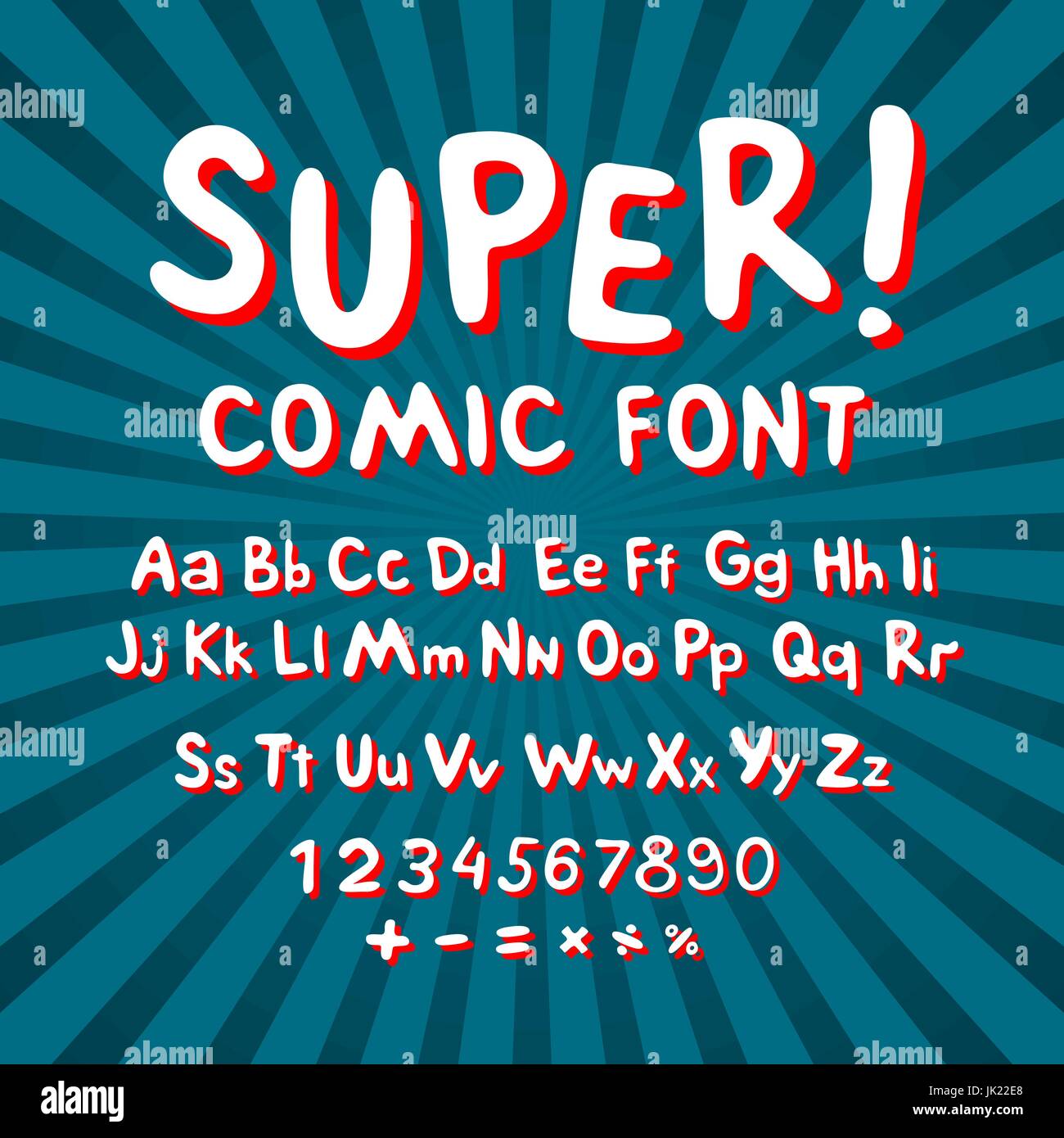 Creative comic font. Alphabet in style of comics, pop art. Multilayer ...