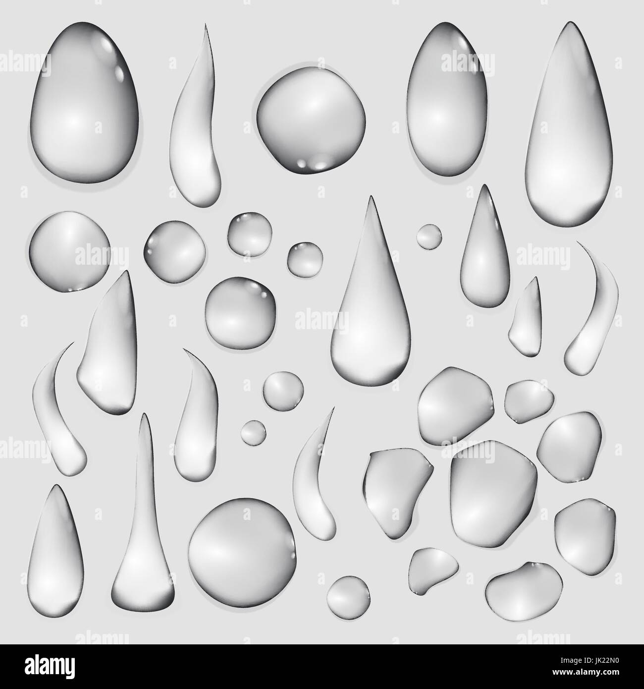 Transparent water drop on light gray background, vector illustration ...
