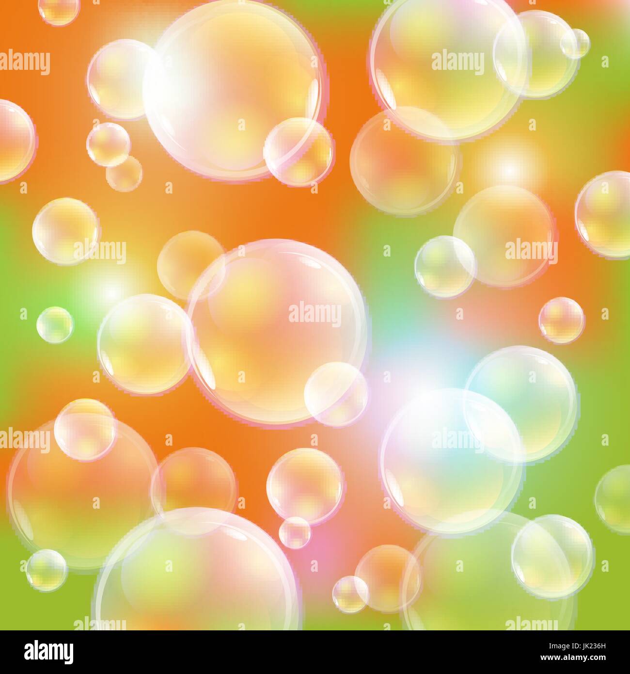 Orange background, sunny vector illustration. soap bubbles on a orange ...