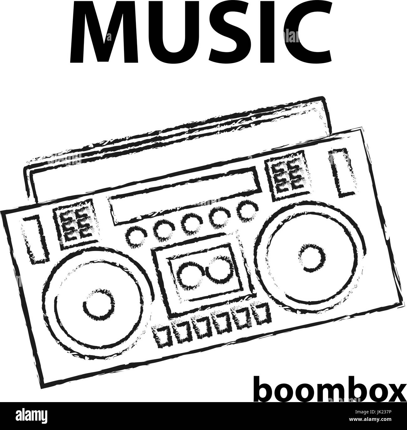 boombox vector drawing illustration retro sketch art Stock Vector Image ...