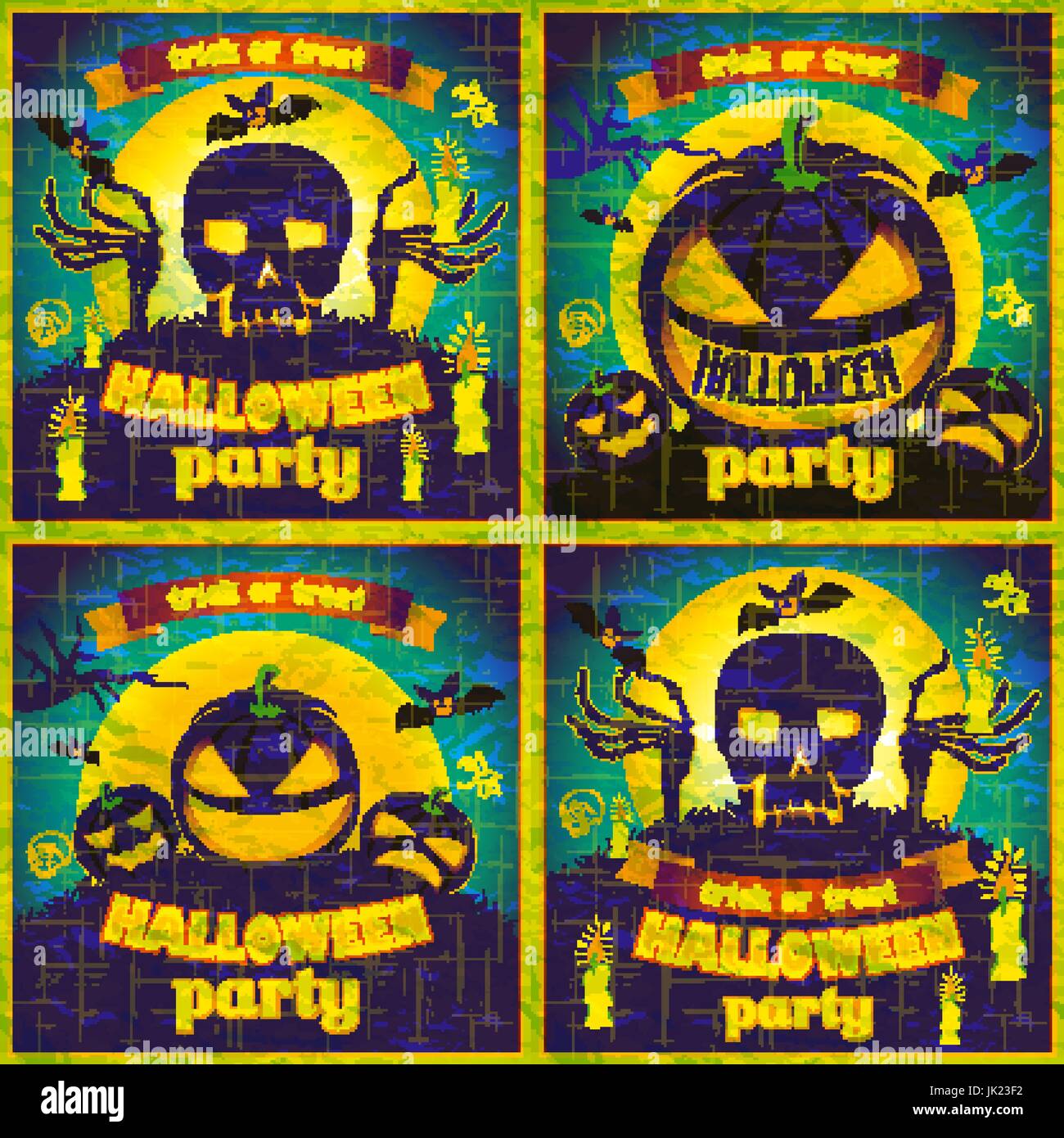 Halloween Posters set. Vector illustration. art night Stock Vector ...