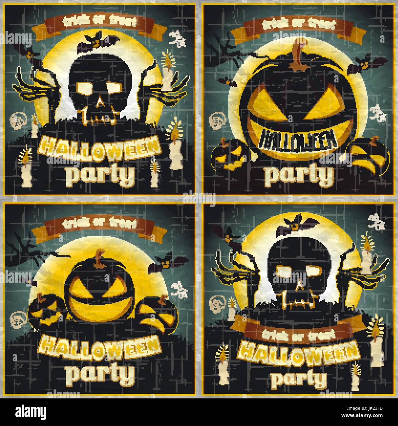 Halloween Posters set. Vector illustration. art night Stock Vector ...