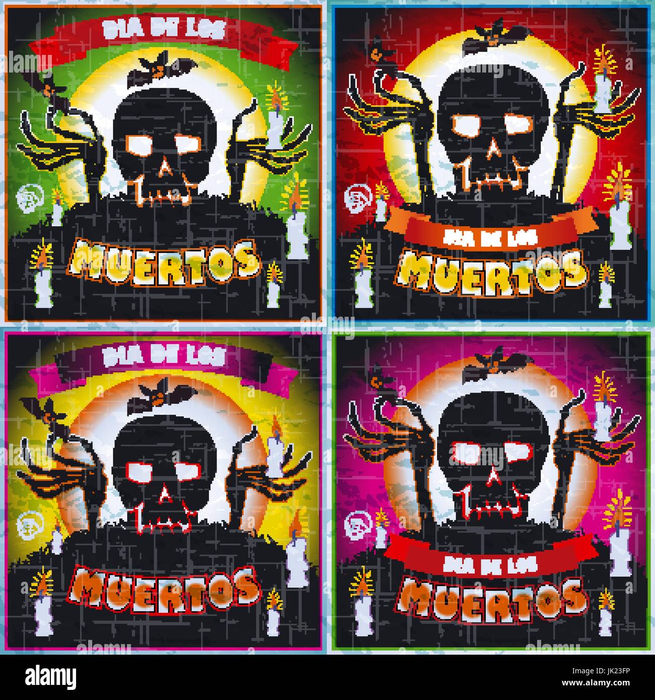 print - mexican sugar skull and heart set, day of the dead poster art ...
