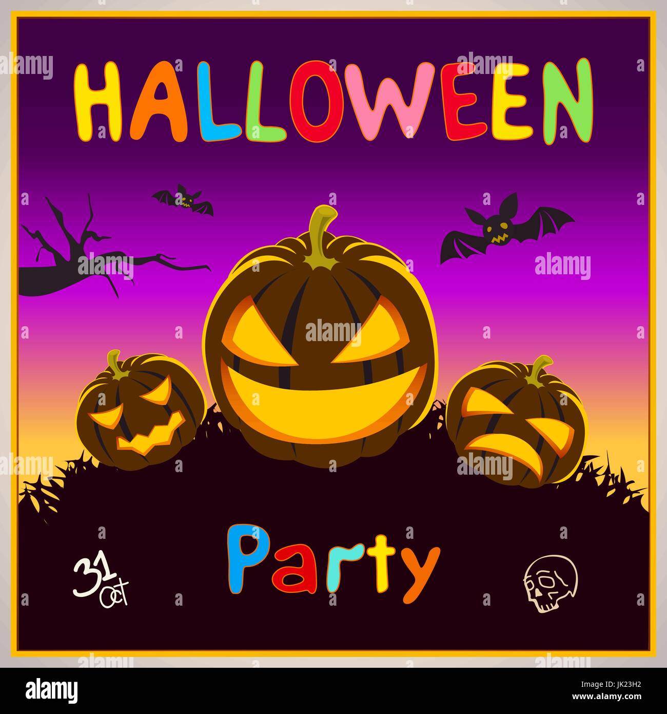 Happy Halloween card. background Flat design. Vector illustration art ...