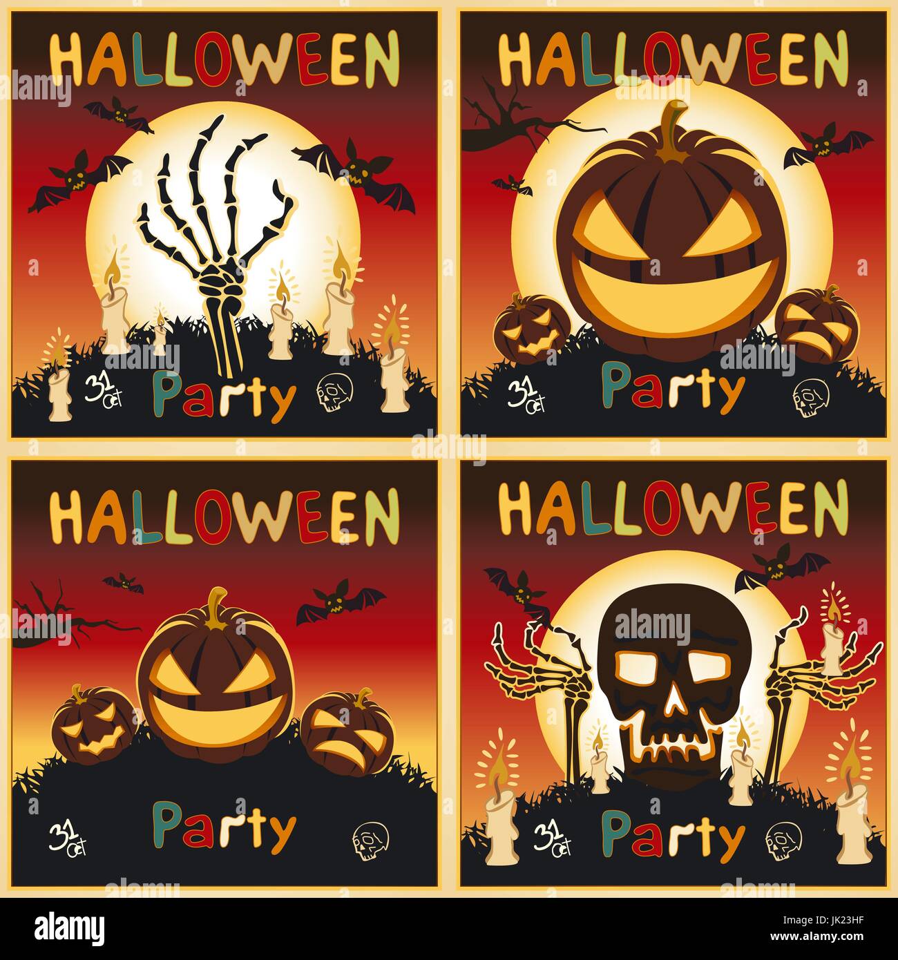 Happy Halloween card. background Flat design. Vector illustration kids ...